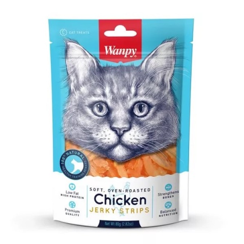 Wanpy Chicken Jerky Strips miękkie paseczki z kurczaka dla kotów 80g ...